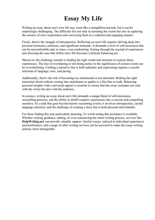 Essay My Life. The Story of My Life - Free Essay Example PapersOwl.com
