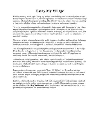 Essay My Village | PDF