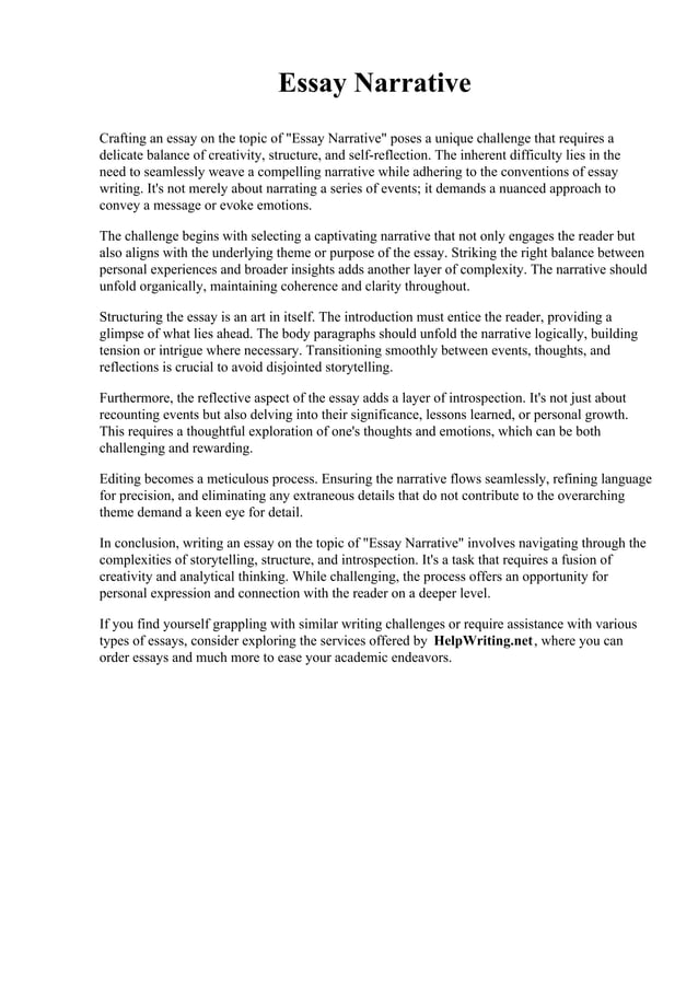 Essay Narrative. Sampson Community College | PDF