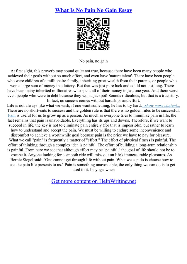 Essay No Pain No Gain | PDF