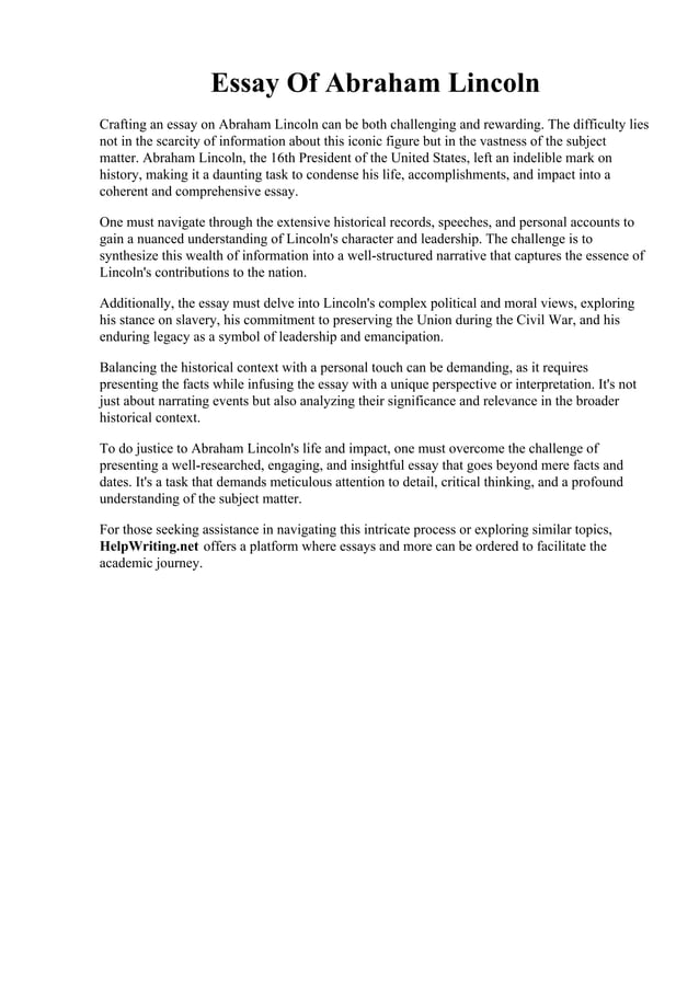 Essay Of Abraham Lincoln | PDF
