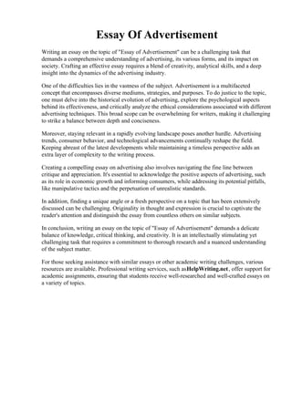 Essay Of Advertisement | PDF