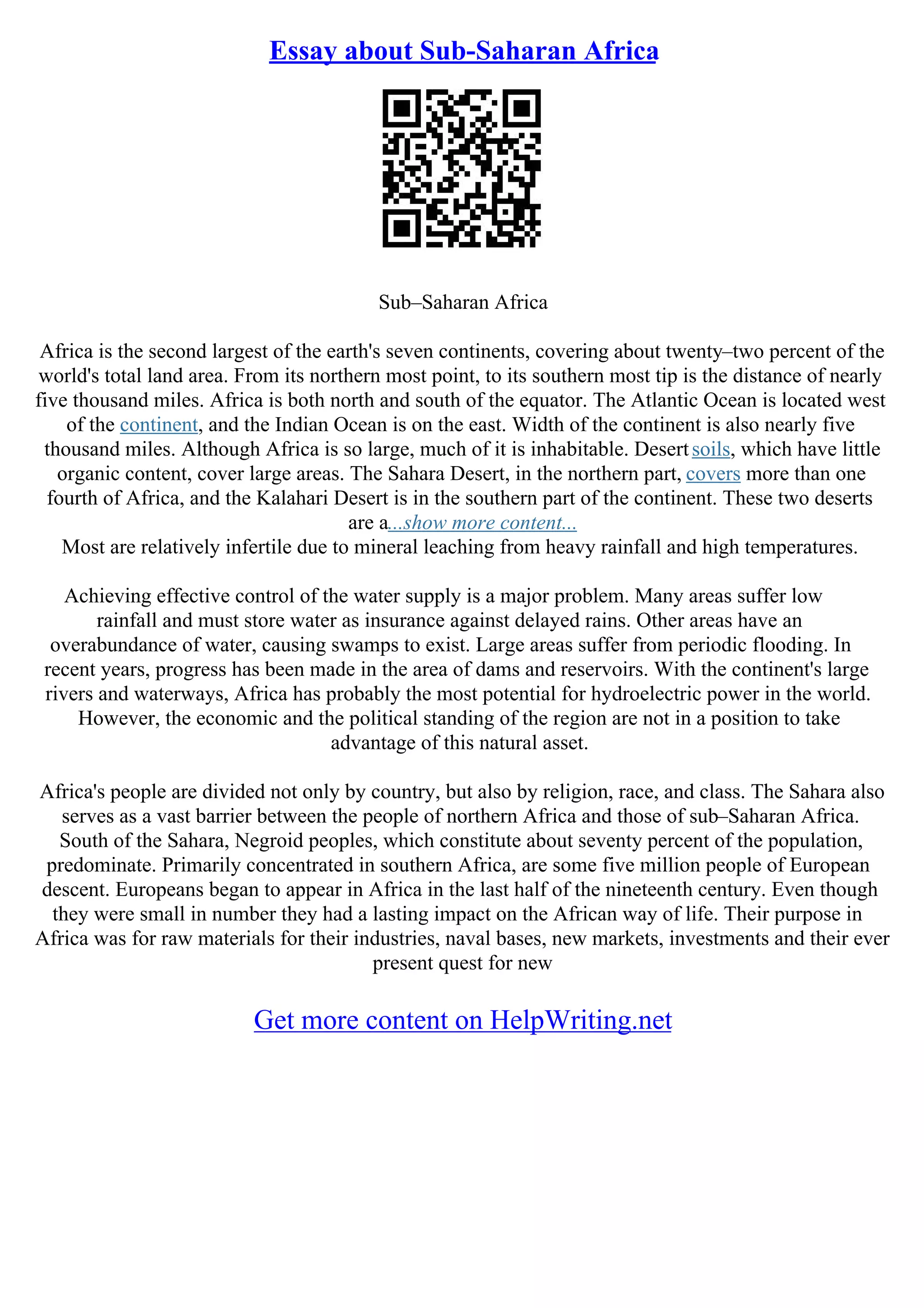 Essay Of Africa | PDF