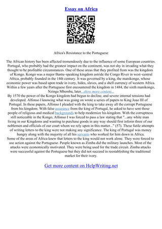 Essay Of Africa | PDF