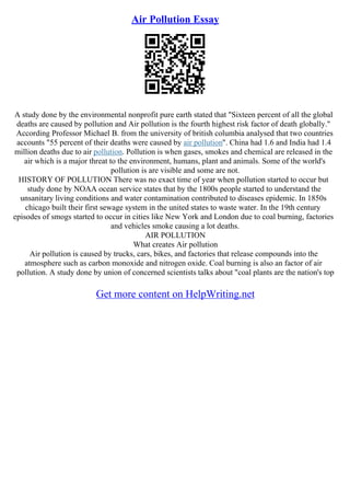 essay of air pollution.pdfEssay Of Air Pollution | PDF