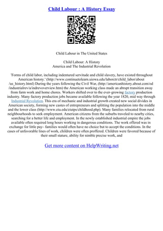 Essay Of Child Labour | PDF