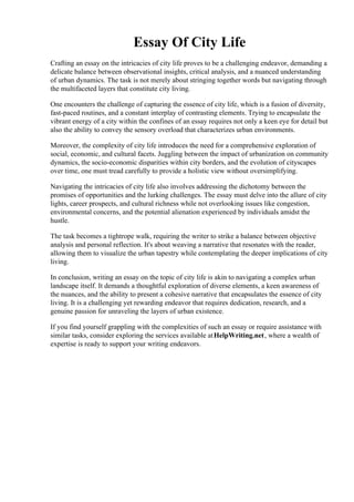 Essay Of City Life. Pak Education Info: Life In A Big City Short and ...