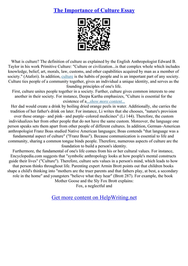 Essay Of Culture | PDF