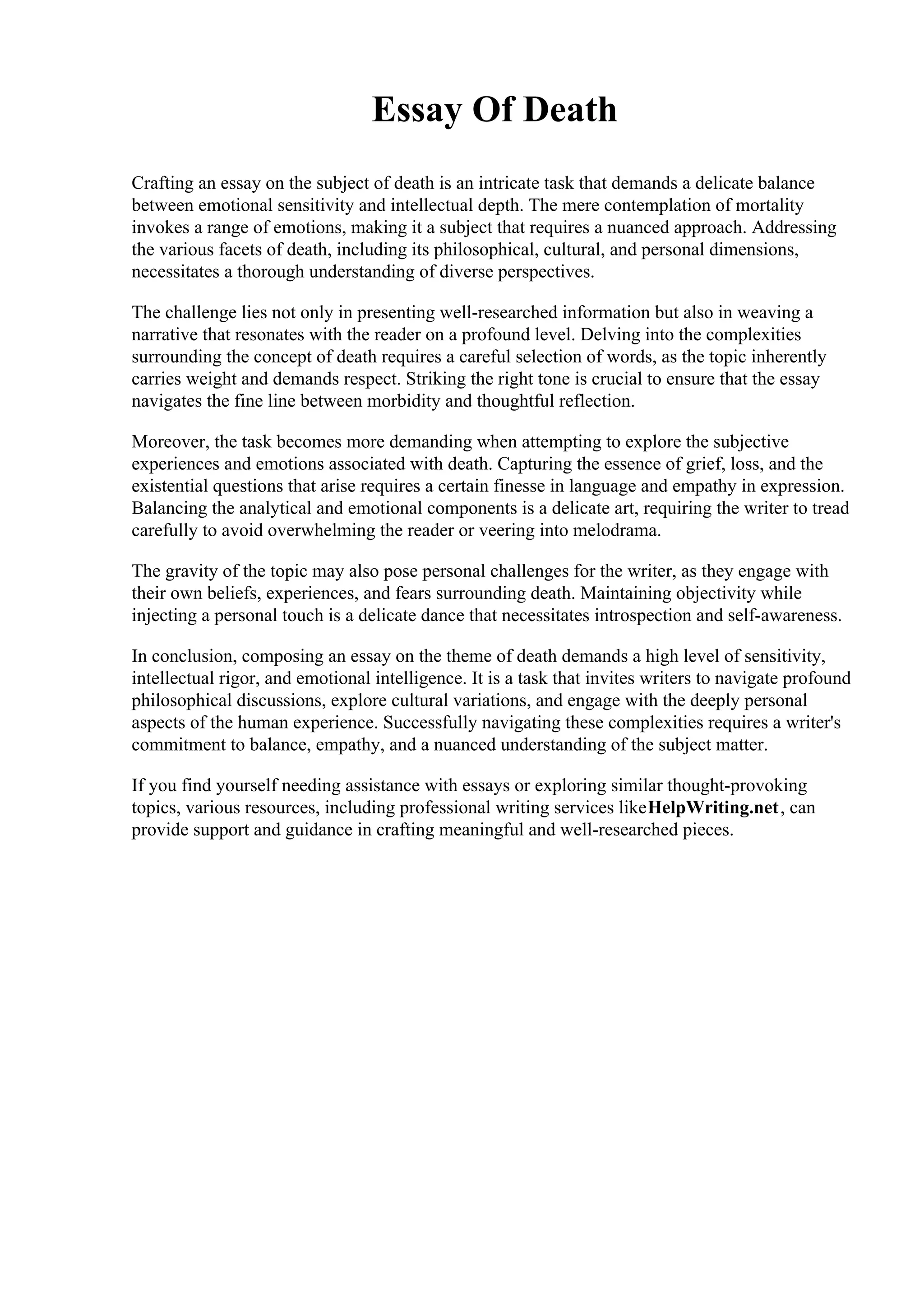 Essay Of Death | PDF | Arts and Crafts | Hobbies & Interests