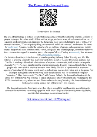 Essay Of Internet | PDF