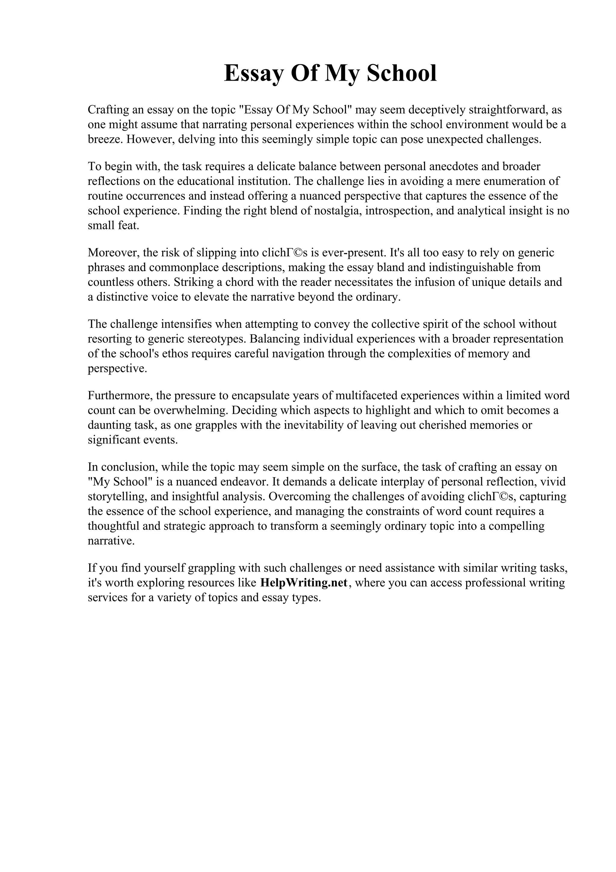 Essay Of My School. High School Essay - 10 Examples, Format, Pdf ...