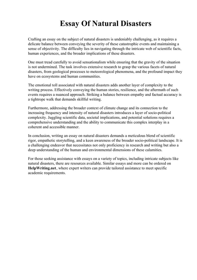 Essay Of Natural Disasters. Southern Nazarene University | PDF
