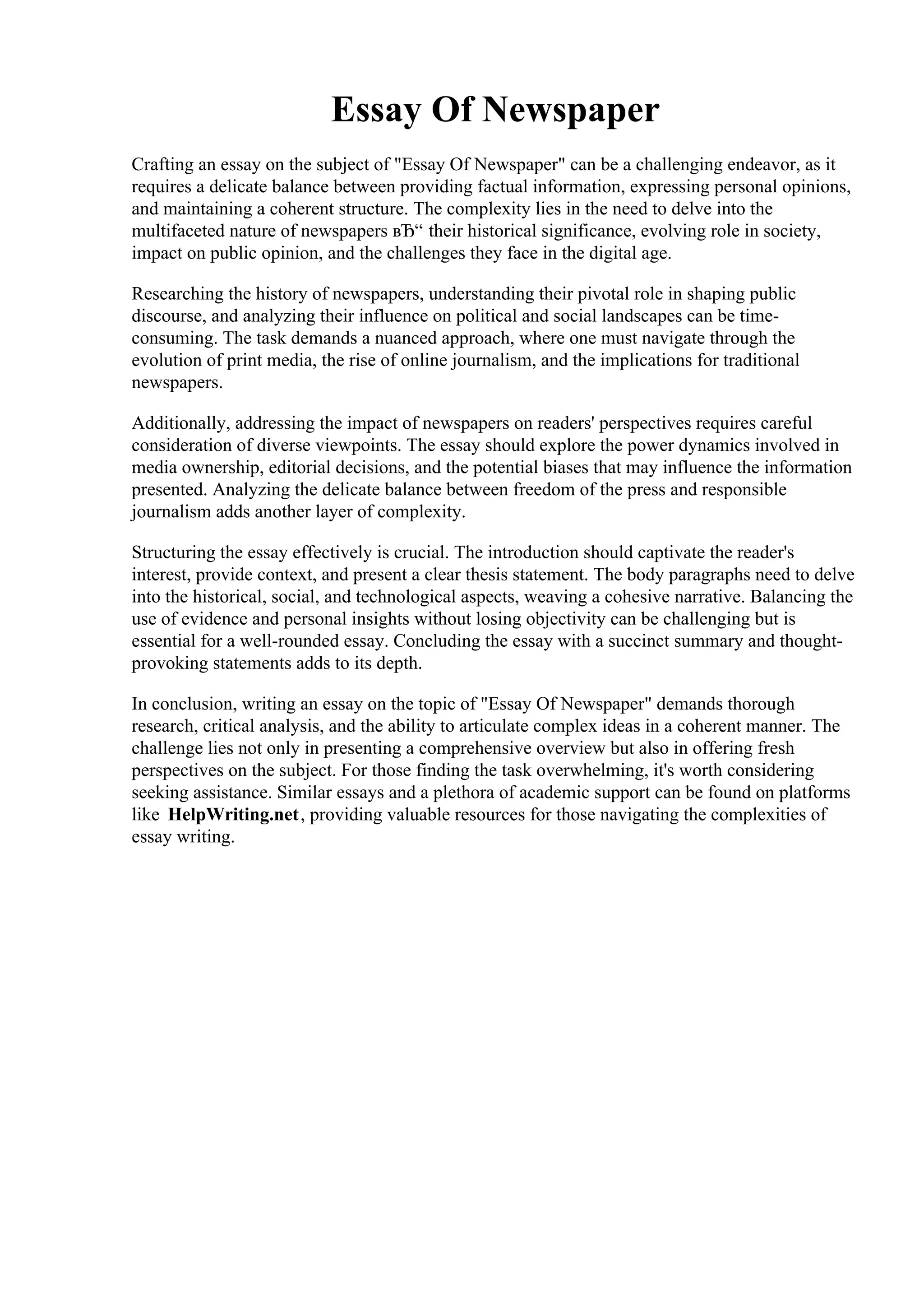 Essay Of Newspaper.pdf