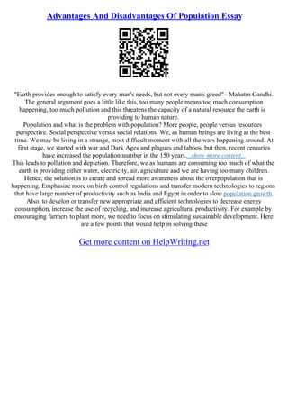 Essay Of Population | PDF