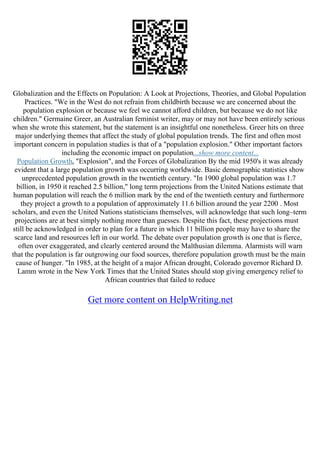 Essay Of Population | PDF