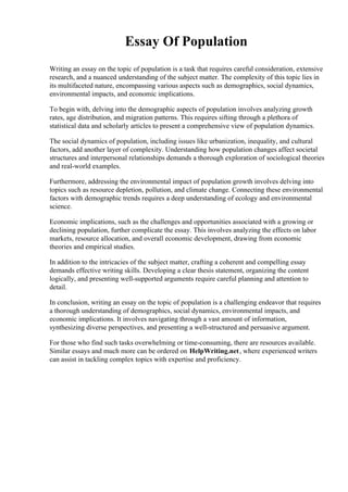 Essay Of Population.pdf | Environment | Science