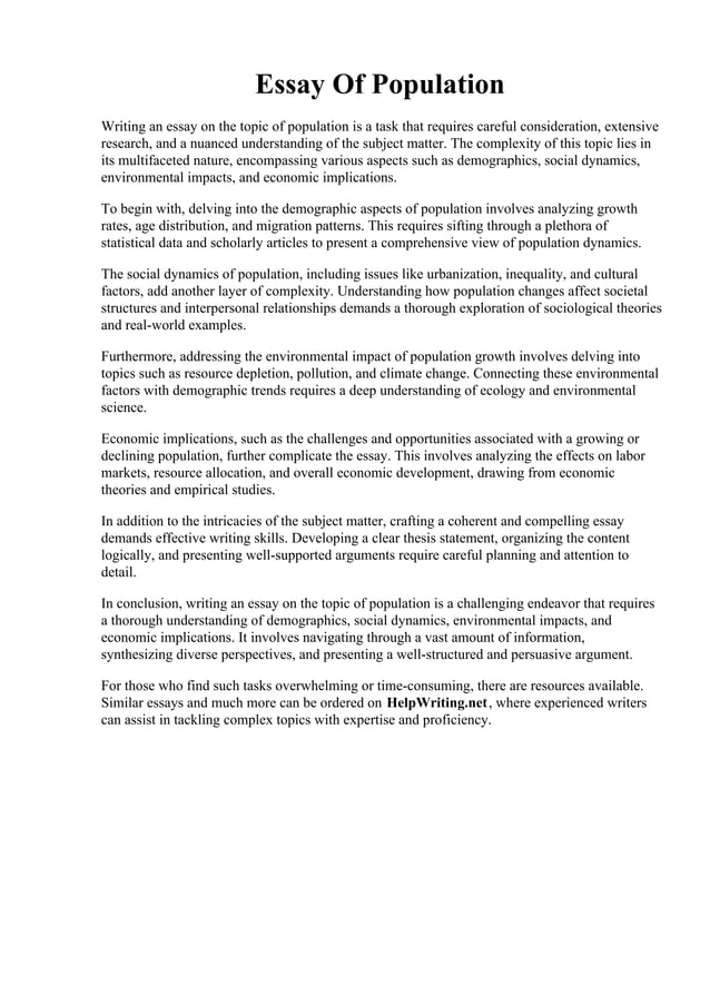 Essay Of Population. Human population levels throughout history essay | PDF