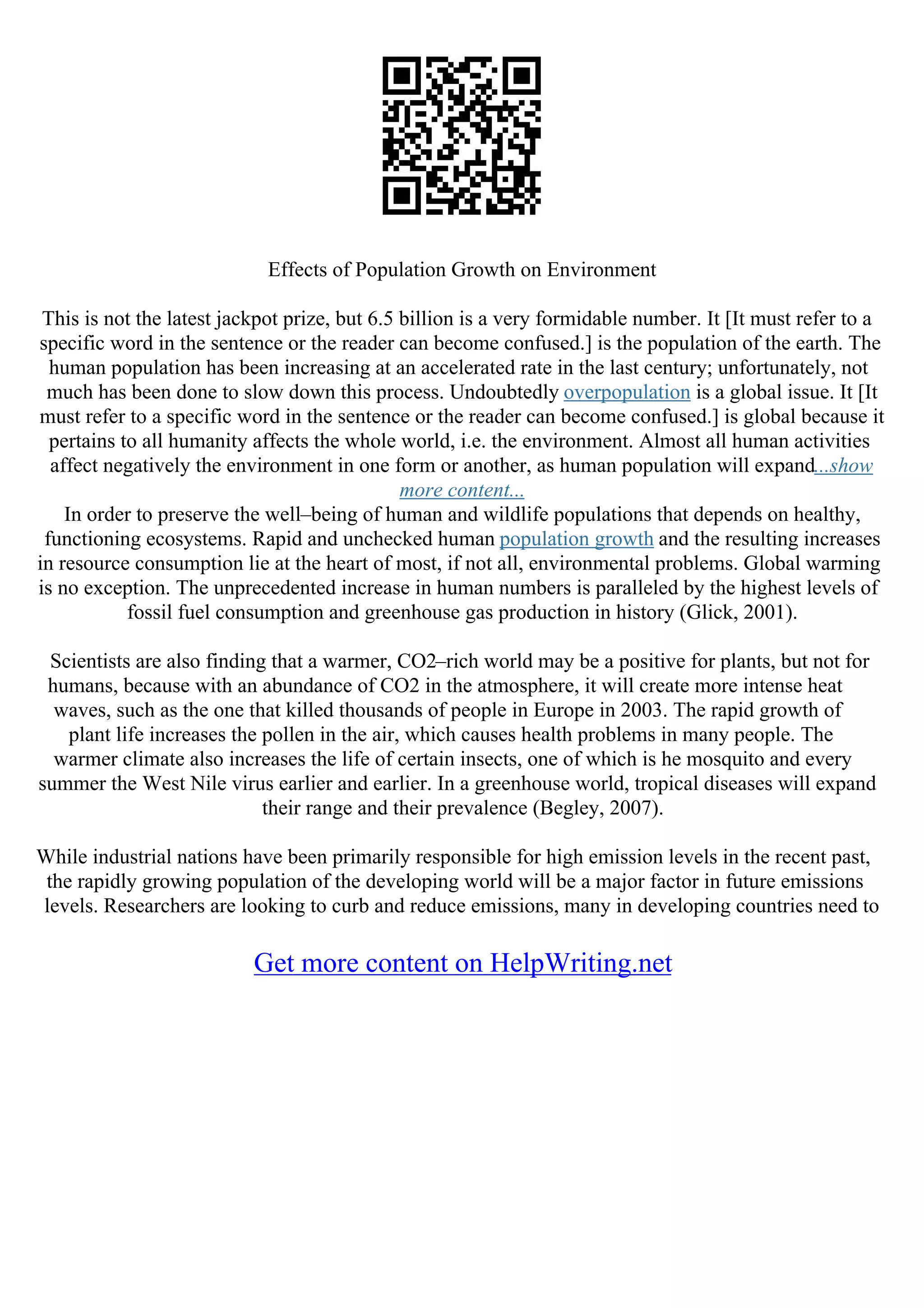 Essay Of Population Growth | PDF | Agriculture | Industries