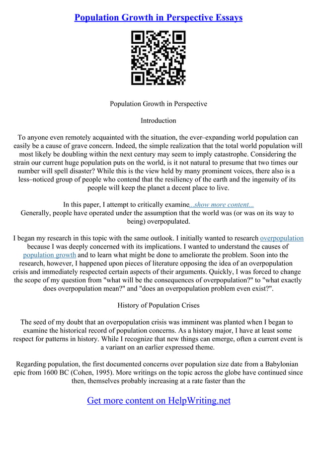 Essay Of Population Growth | PDF | Agriculture | Industries