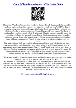 Essay Of Population Growth | PDF