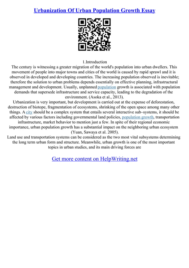 Essay Of Population Growth | PDF | Agriculture | Industries