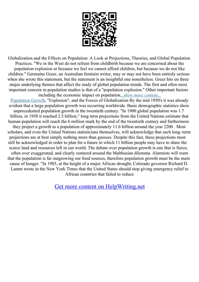 Essay Of Population Growth | PDF | Agriculture | Industries