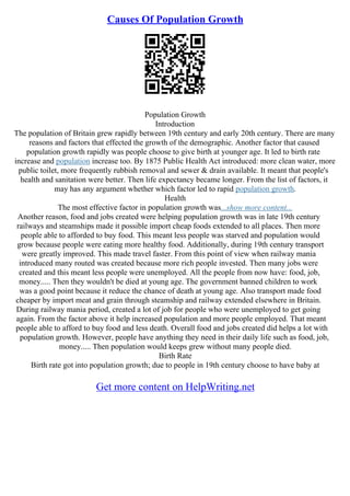 Essay Of Population Growth | PDF | Agriculture | Industries