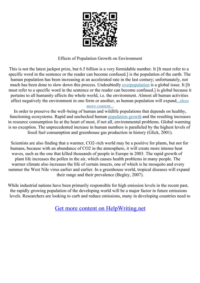 Essay Of Population Growth | PDF | Agriculture | Industries