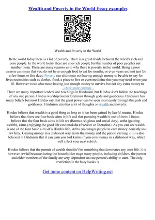 Essay Of Poverty | PDF