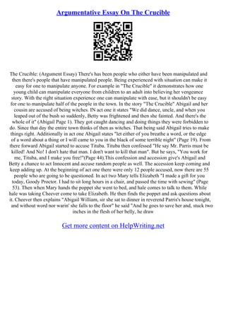 Essay Of The Crucible | PDF