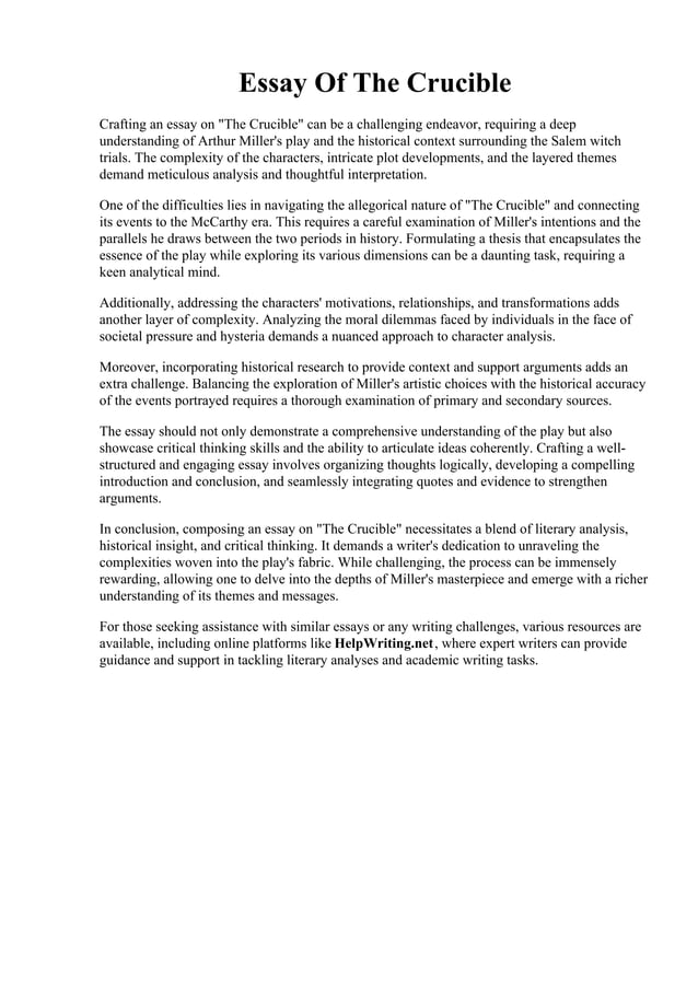 Essay Of The Crucible | PDF
