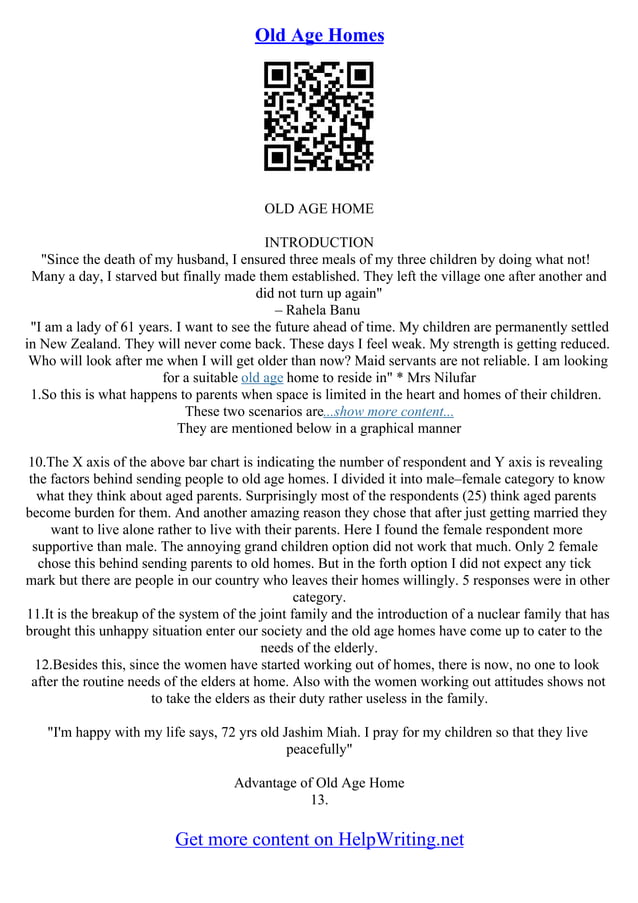 Essay Old Age Homes | PDF