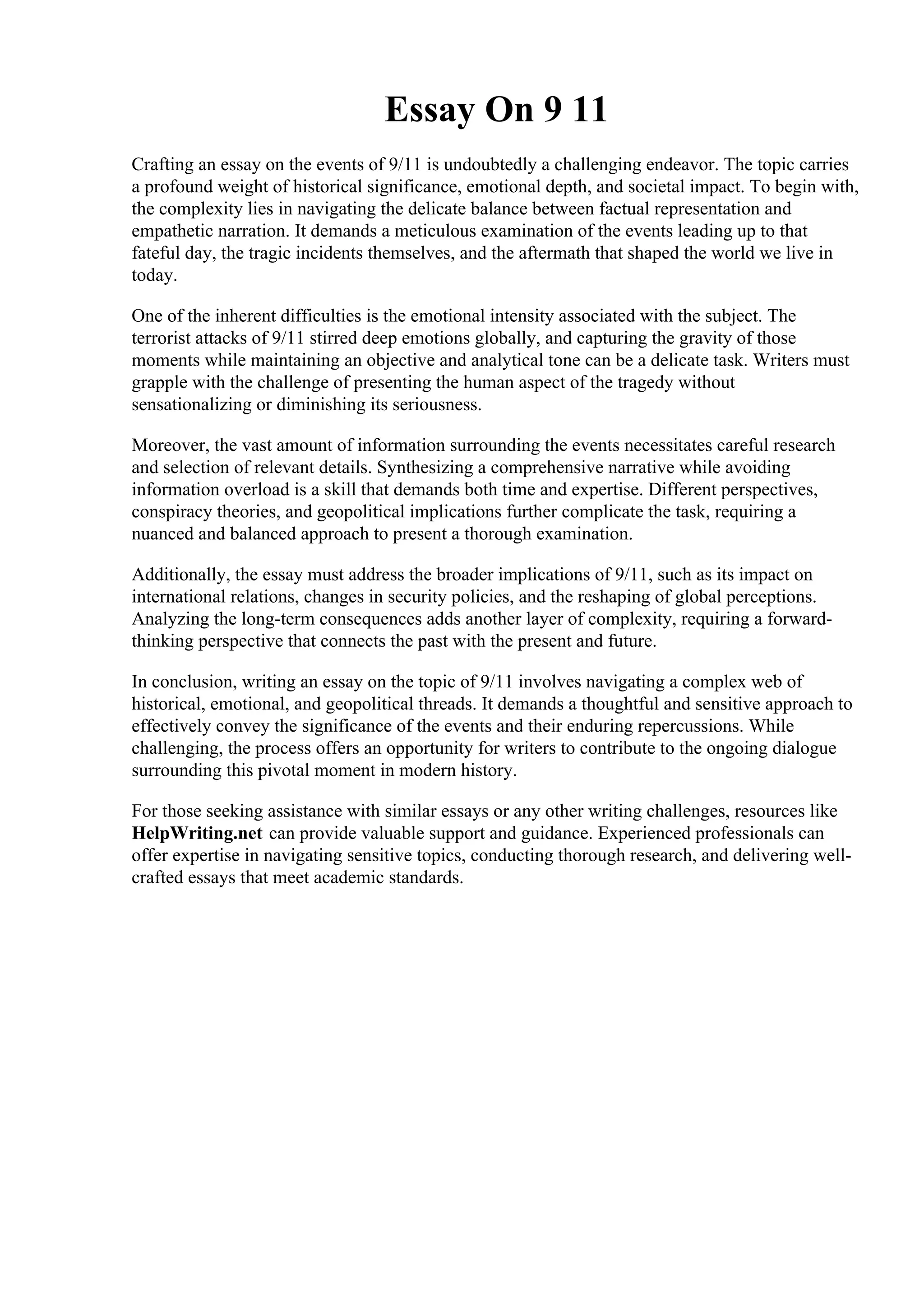 Essay On 9 11 | PDF