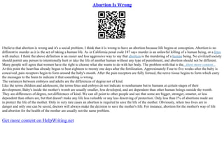 Essay On Abortion Is Wrong | PPT