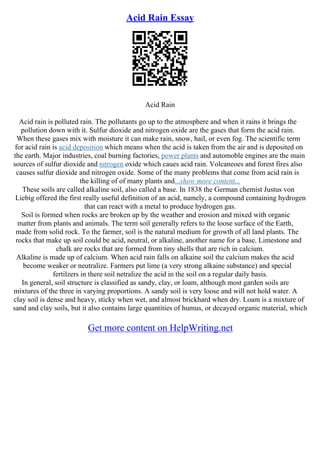 Essay On Acid Rain | PDF