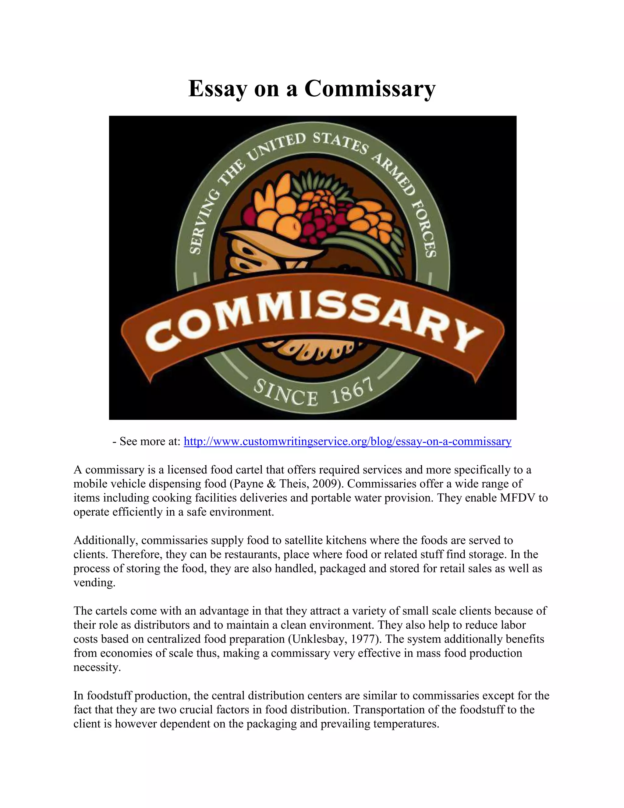 Essay on a commissary | PDF