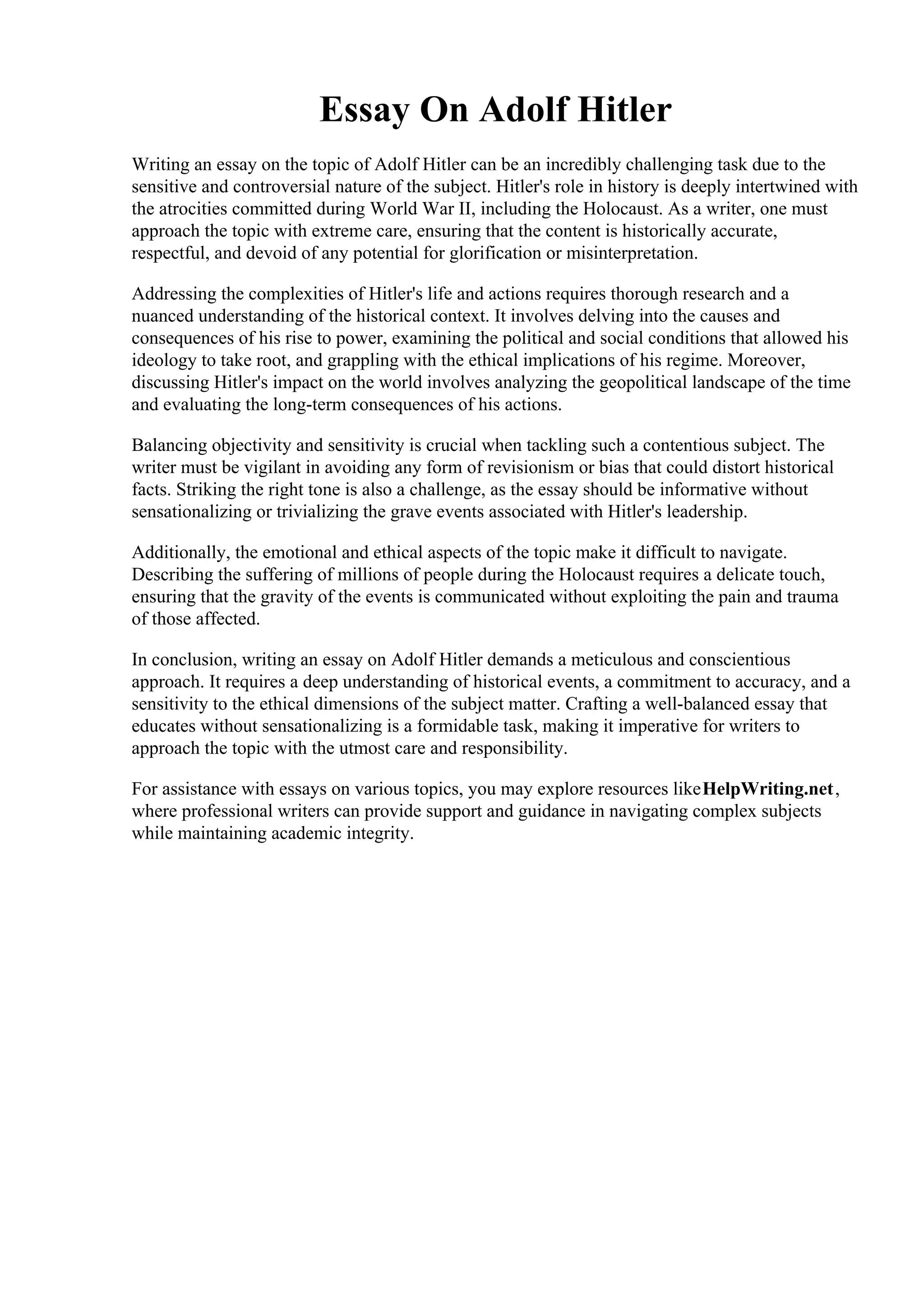 Essay On Adolf Hitler | PDF