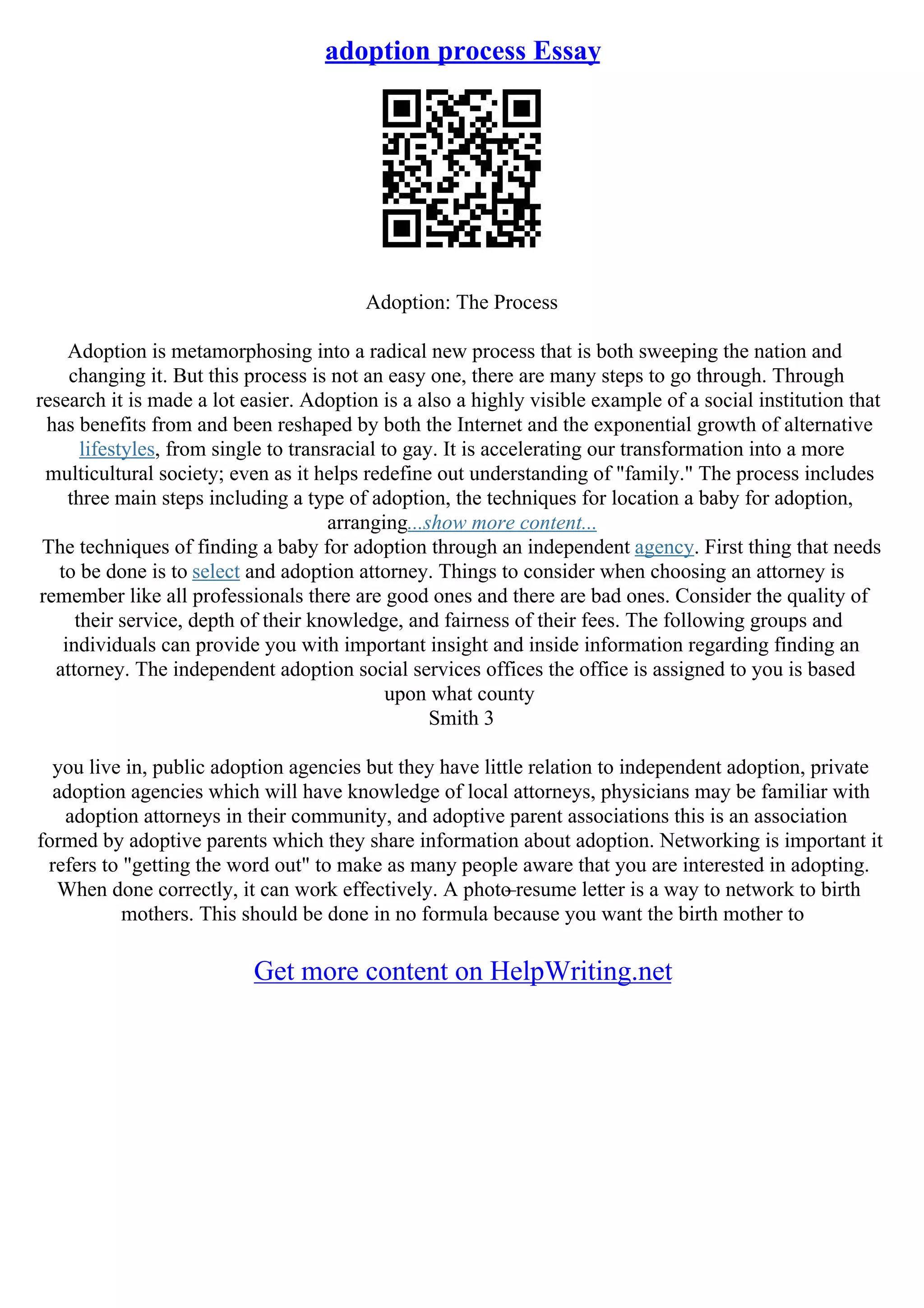 Essay On Adoption | PDF