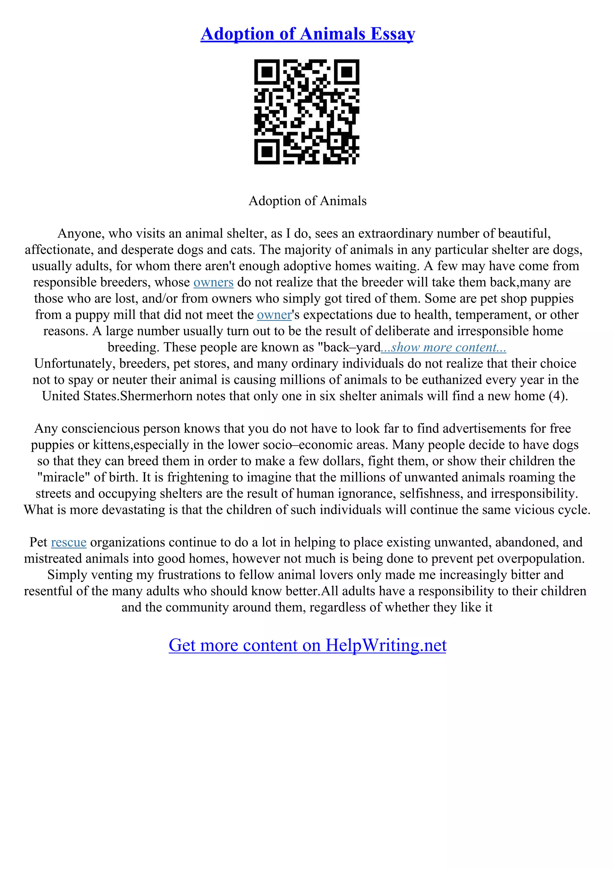 Essay On Adoption | PDF