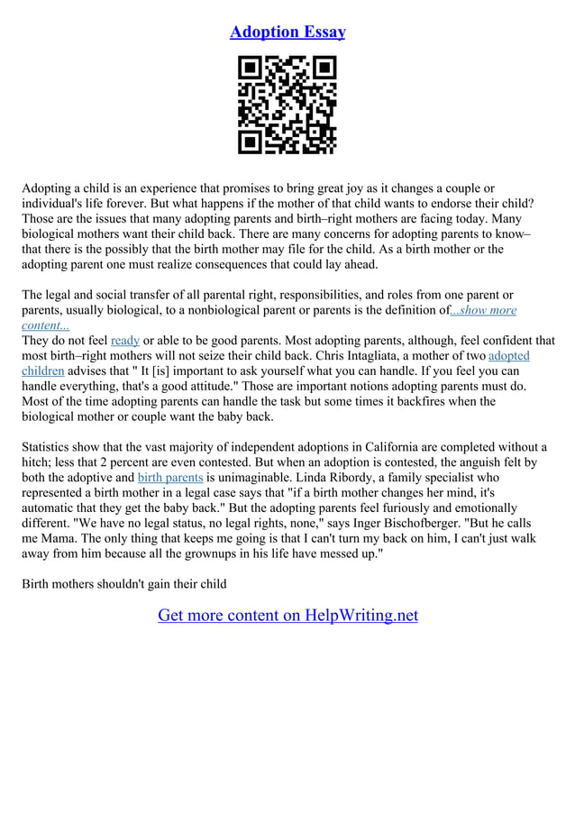 Essay On Adoption | PDF