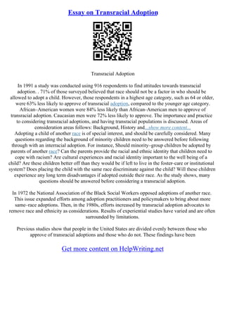 Essay On Adoption | PDF