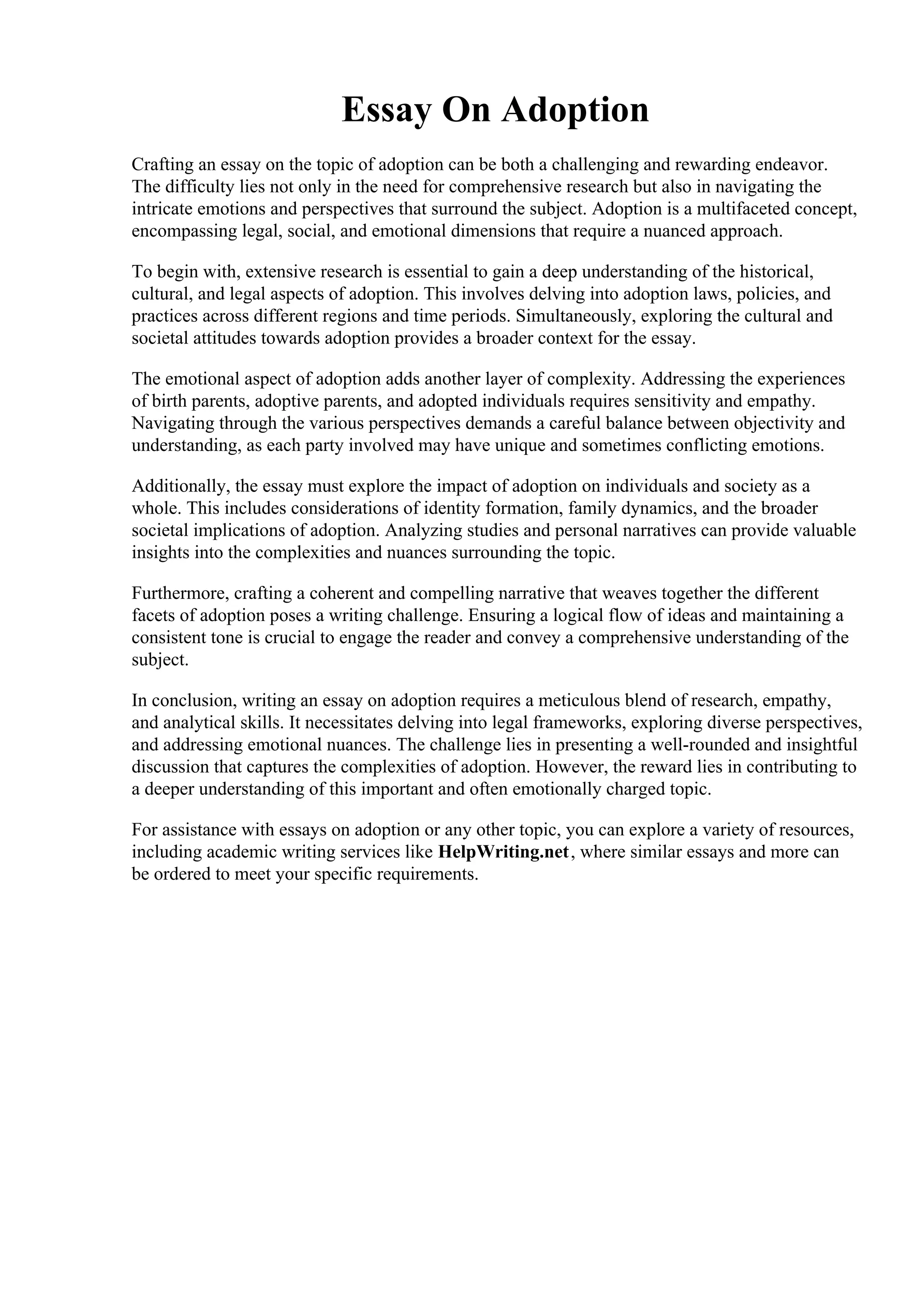 Essay On Adoption. Adoption persuasive speech outline. Persuasive ...