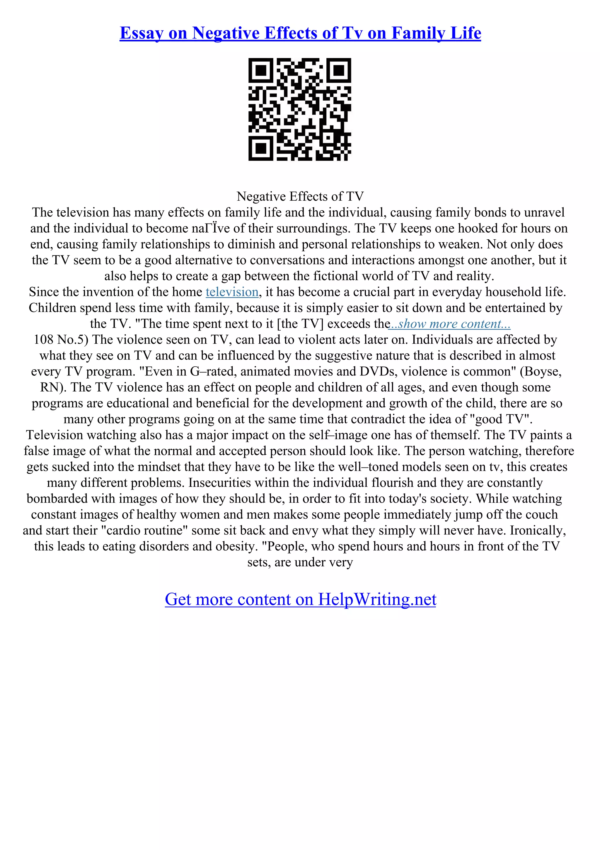 Essay On Advantages And Disadvantages Of Television | PDF | Internet ...