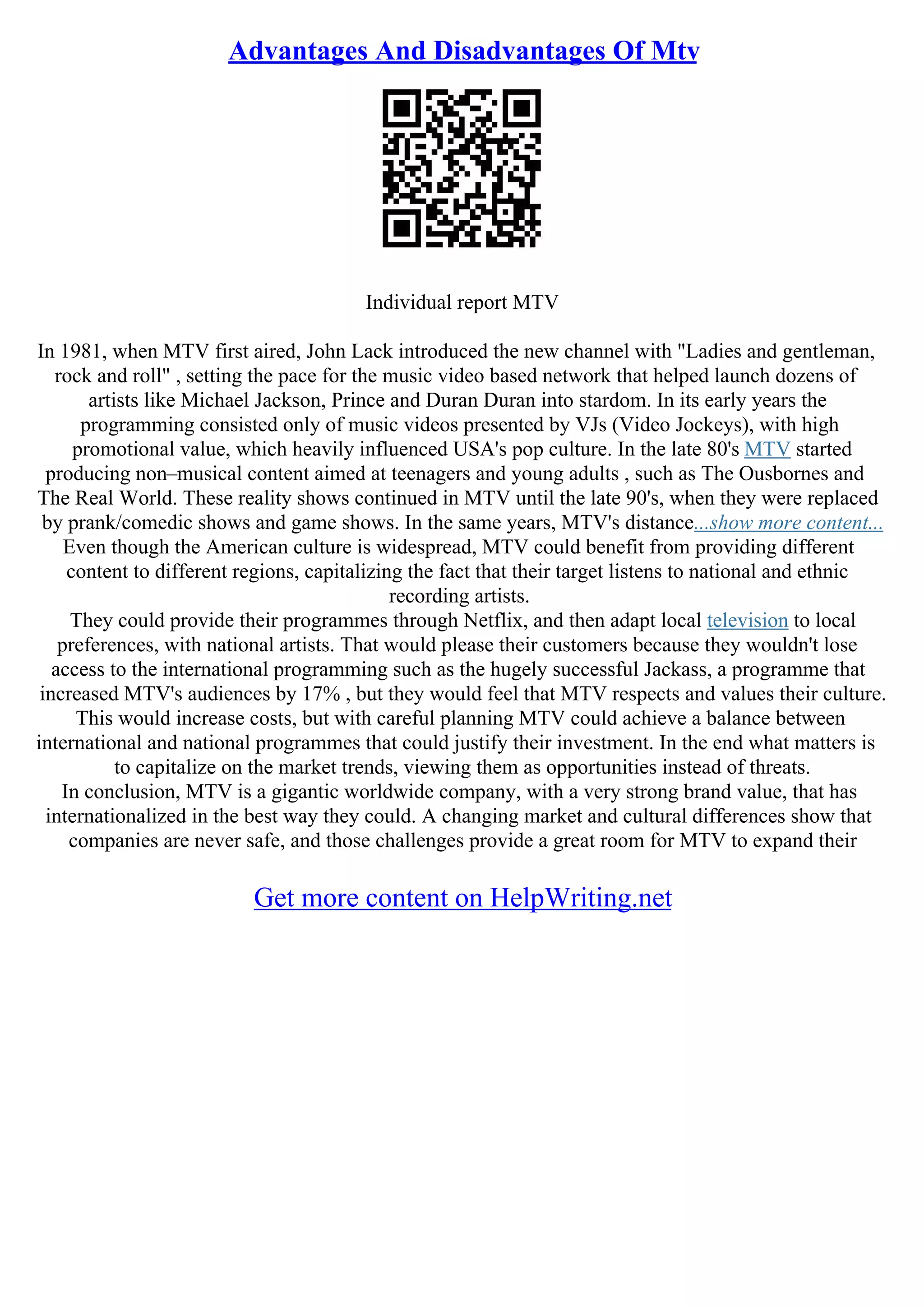 Essay On Advantages And Disadvantages Of Television | PDF | Internet ...
