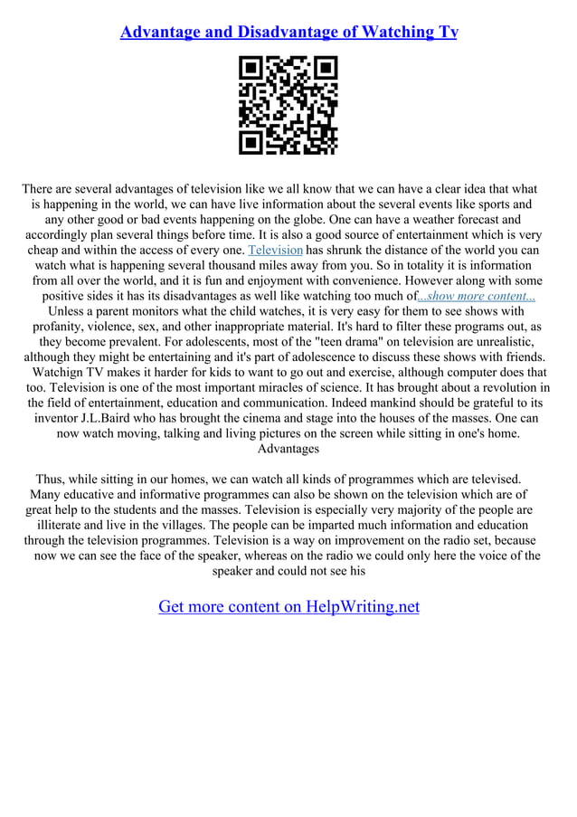 Essay On Advantages And Disadvantages Of Television | PDF