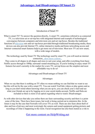 Essay On Advantages And Disadvantages Of Television | PDF