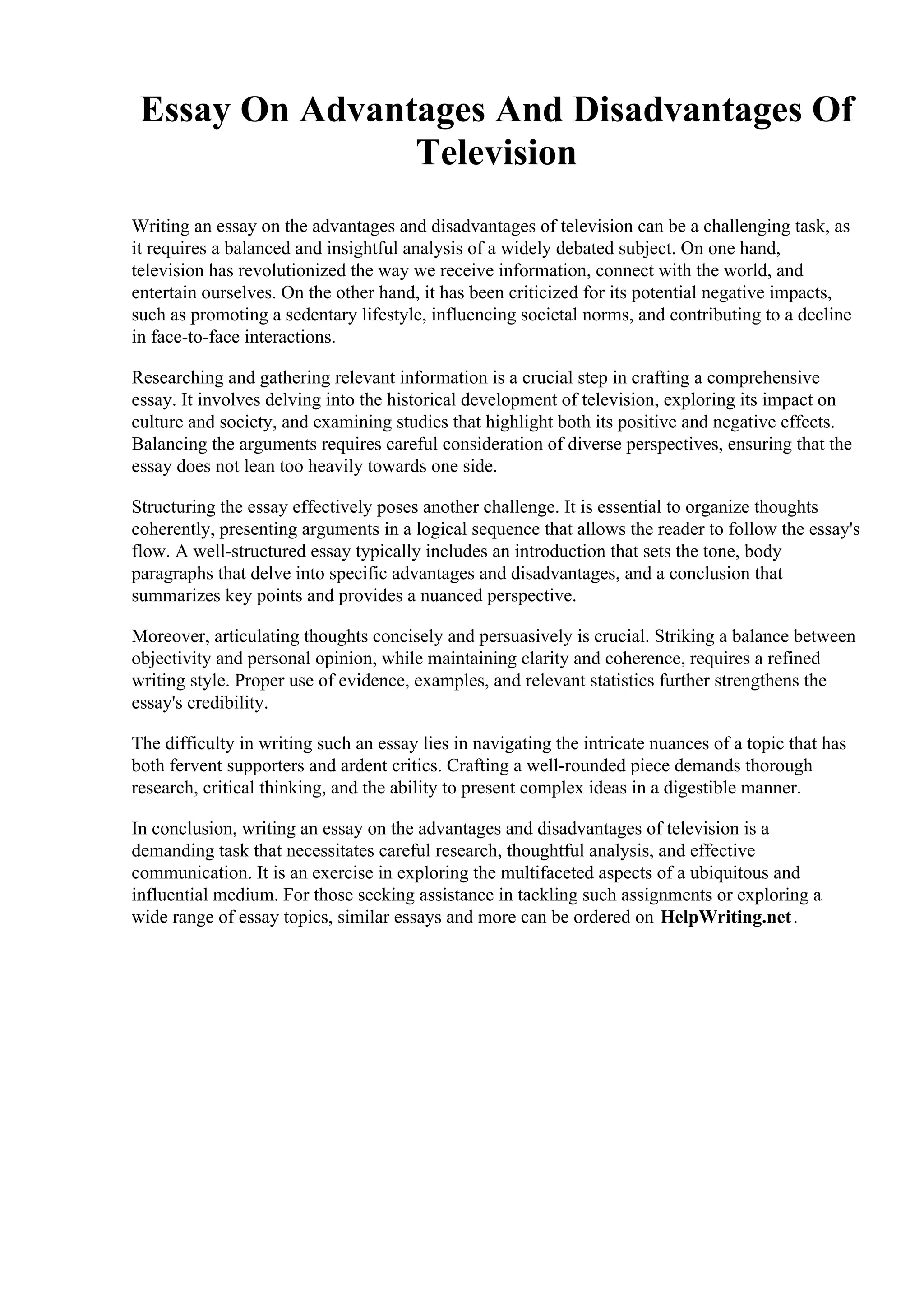 Essay On Advantages And Disadvantages Of Television.pdf