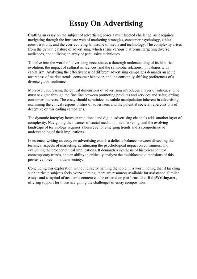 Essay On Advertising | PDF