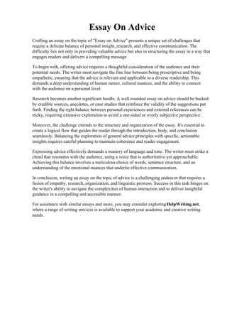 Essay On Advice | PDF