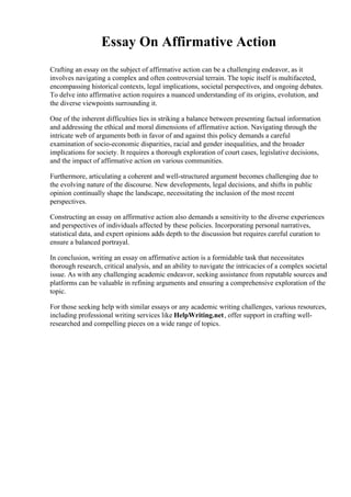 Essay On Affirmative Action. Texas University of Theology | PDF